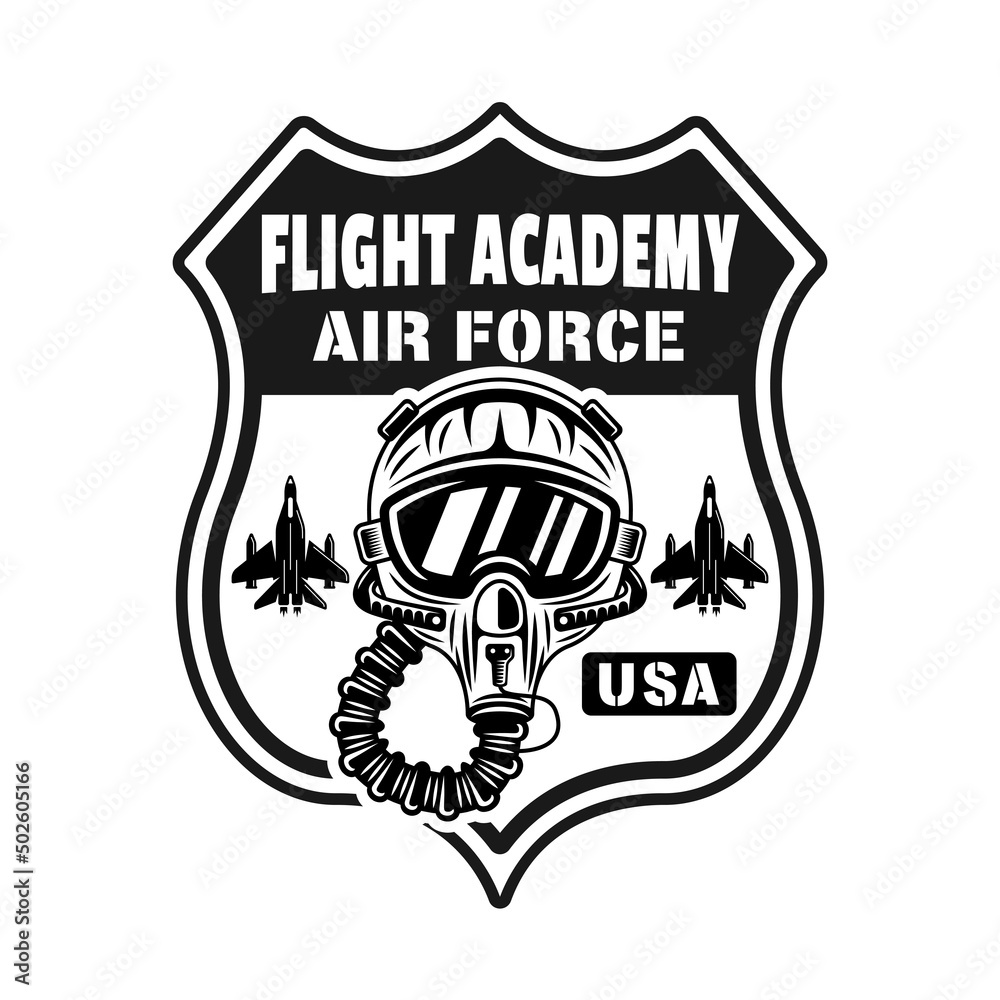Flight academy vector emblem, badge, label, logo or t-shirt print with ...