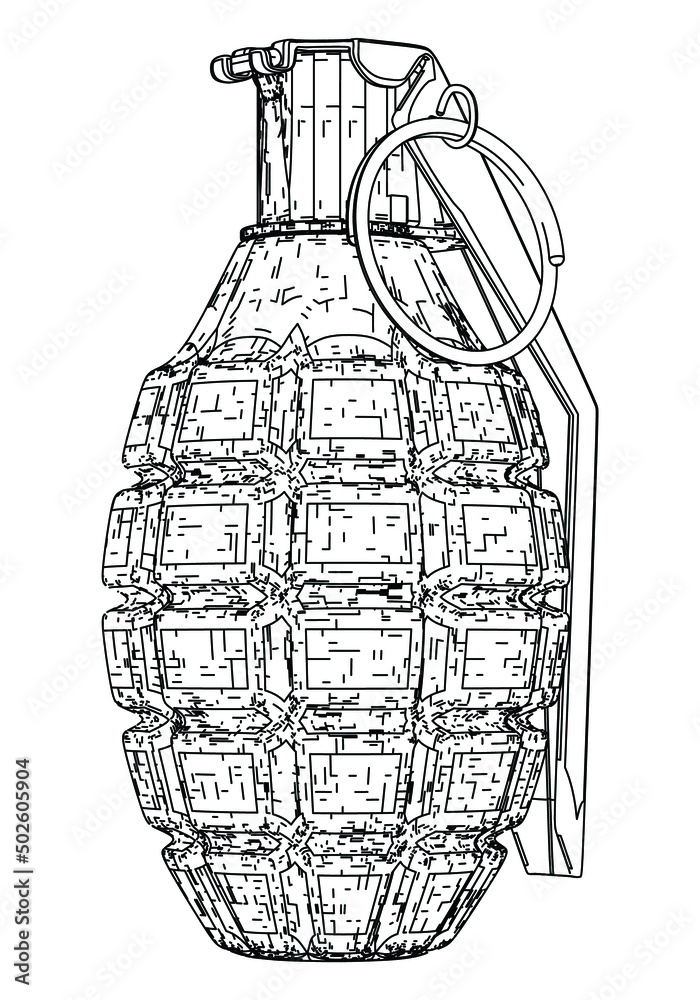 Hand grenade vector illustration isolated on white background. Stock ...