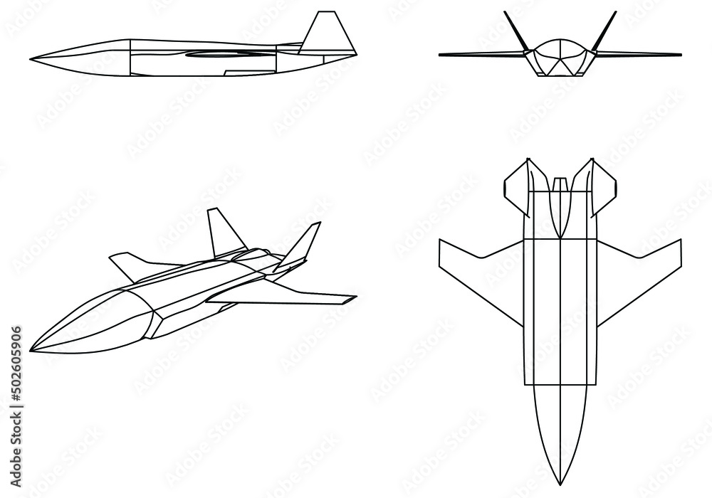 Airplane drawing line art vector illustration for coloring book ...