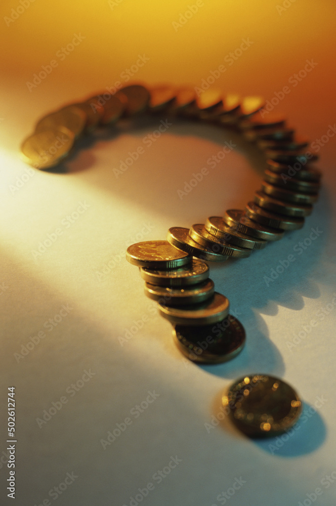 Question mark made by coins Stock Photo | Adobe Stock