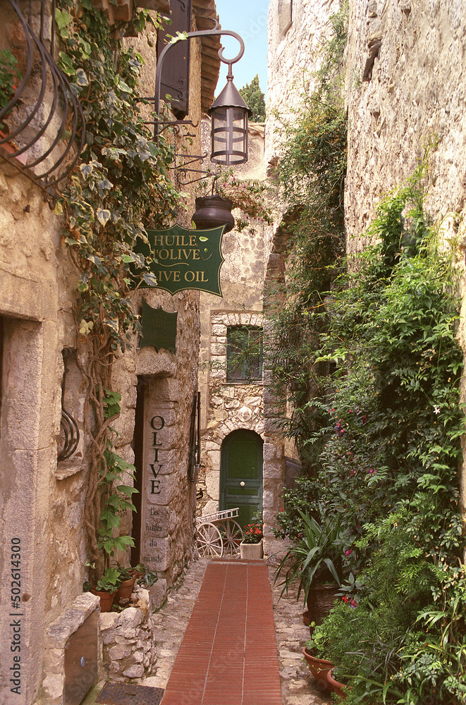 Alleyway between two buildings, Eze, France Stock Photo | Adobe Stock