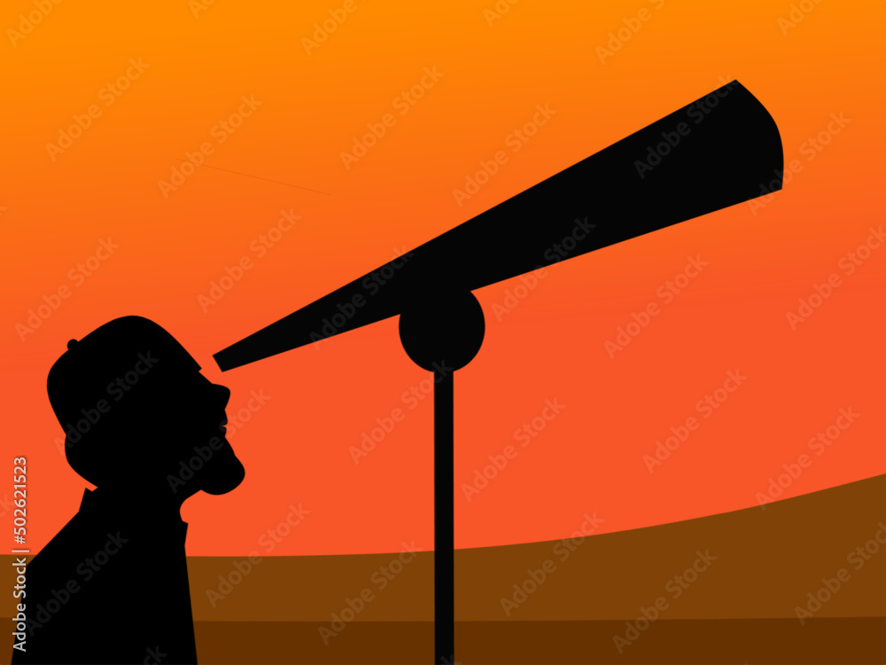 Ramadan mubarak, Muslim searches at sky with binocular for the new moon ...