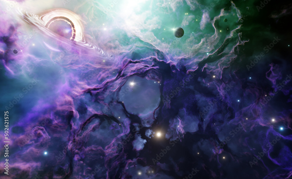 Nebula in outer space, planets and galaxy Stock Photo | Adobe Stock