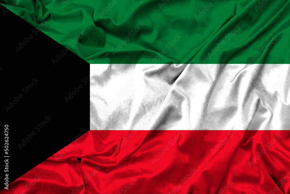 Kuwait flag on fabric texture. 3d work and 3d image Stock Illustration ...