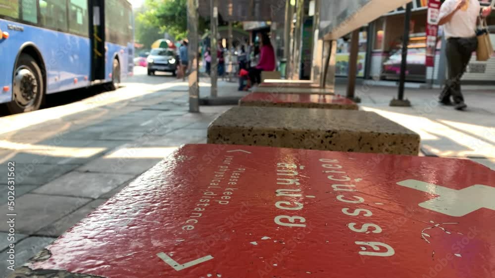 Wideo Stock: Please keep your physical distance sign sticker on public ...