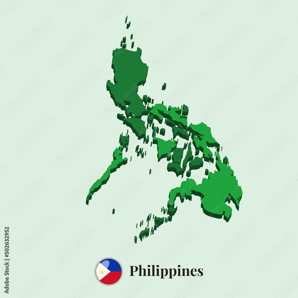 3D Map of Philippines, Vector Stock Photos Designs Stock Vector | Adobe ...