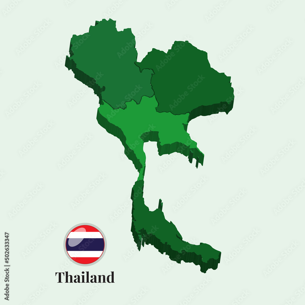 3D Map of Thailand, Vector Stock Photos Designs เวกเตอร์สต็อก | Adobe Stock