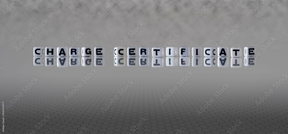 charge certificate word or concept represented by black and white ...