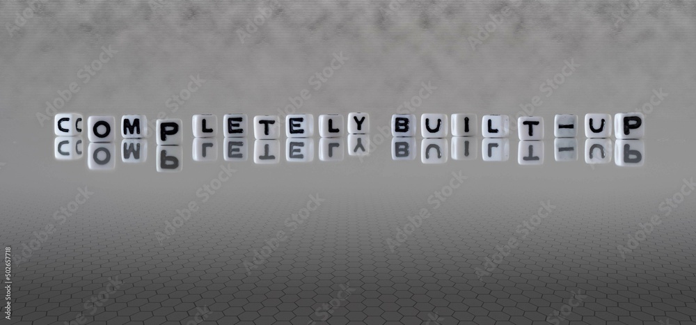 completely built up word or concept represented by black and white ...