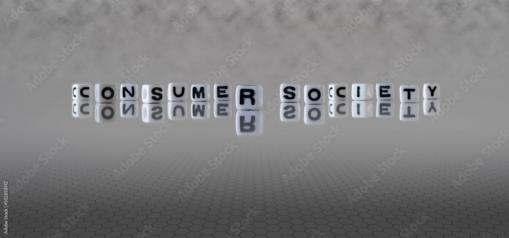 consumer society word or concept represented by black and white letter ...