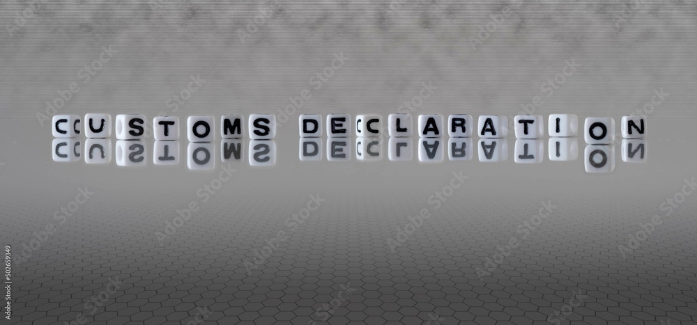 customs declaration word or concept represented by black and white ...