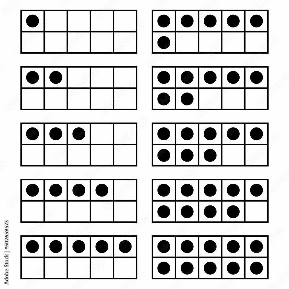 ten frame representation of the number. counting one to ten Stock ...