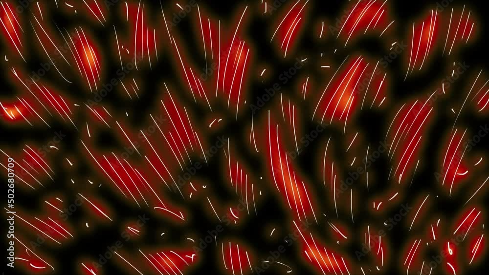 Shining red sparks on a black background. Animation of chaotic movement ...
