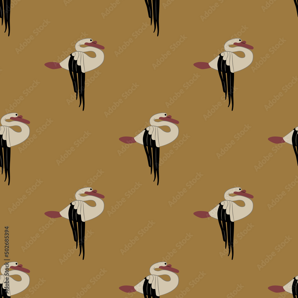 Seamless animal pattern with felt swans from Pazyryk. Scythian symbol ...