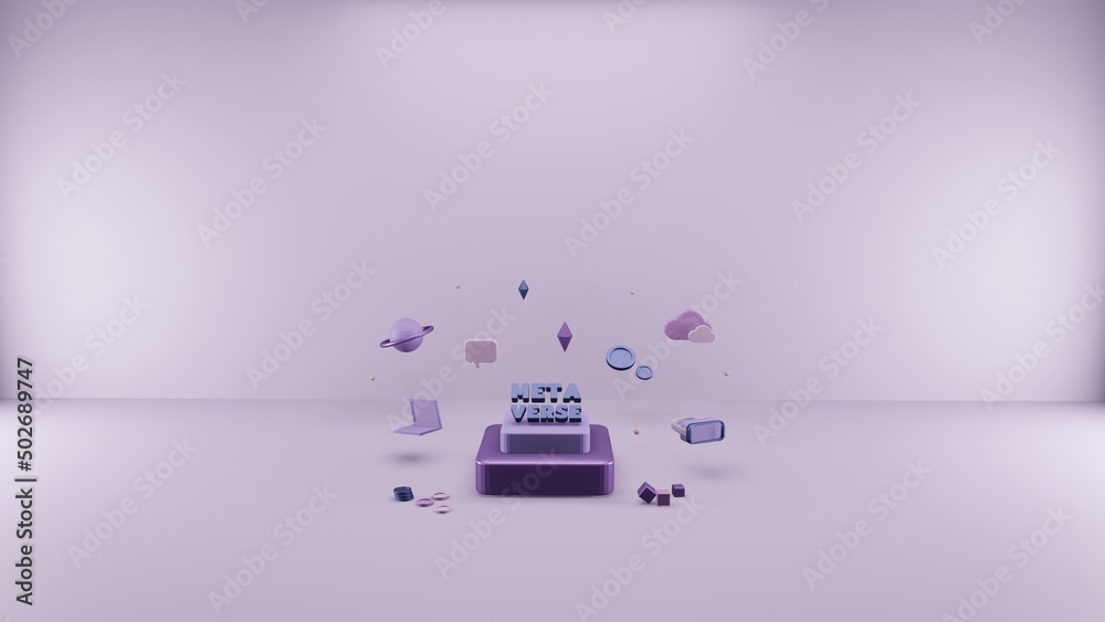 3d render illustration, Metaverse PURPLE COLOR TREND 2022 background ...