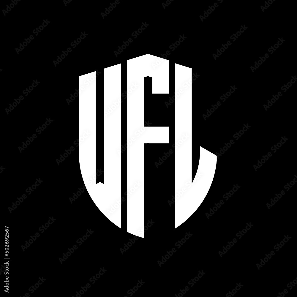 WFL letter logo design. WFL modern letter logo with black background ...