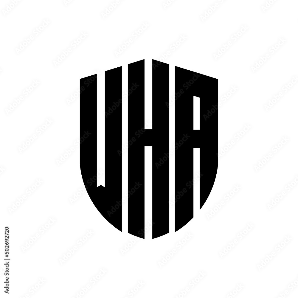 WHA letter logo design. WHA modern letter logo with black background ...
