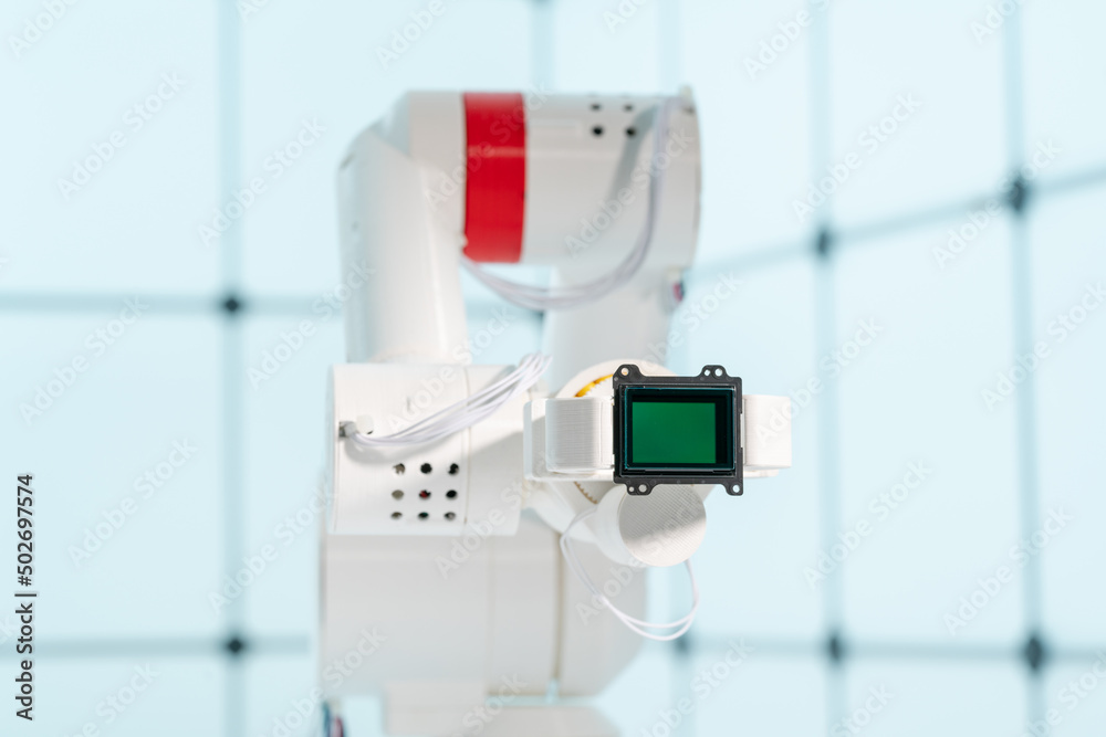 Robot arm with CCD and CMOS matrix Image sensor in the manipulator ...
