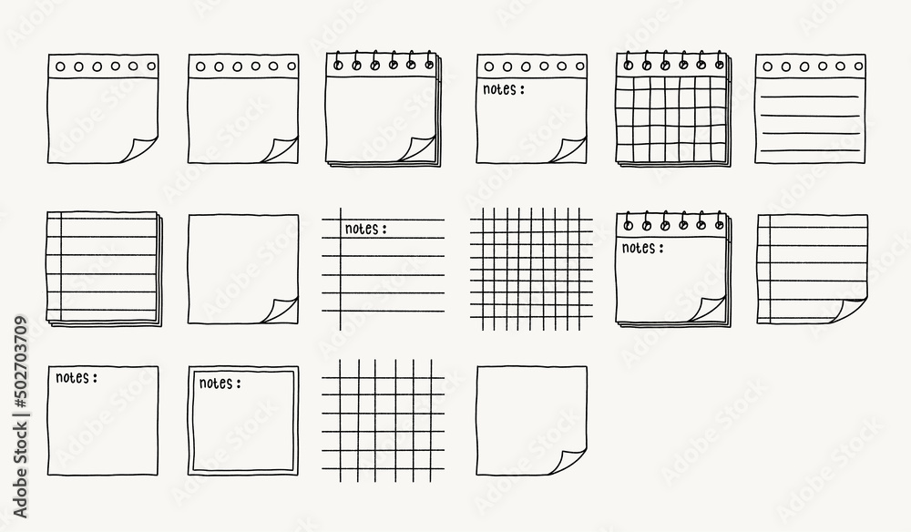 Set of hand drawn note paper Stock Vector | Adobe Stock