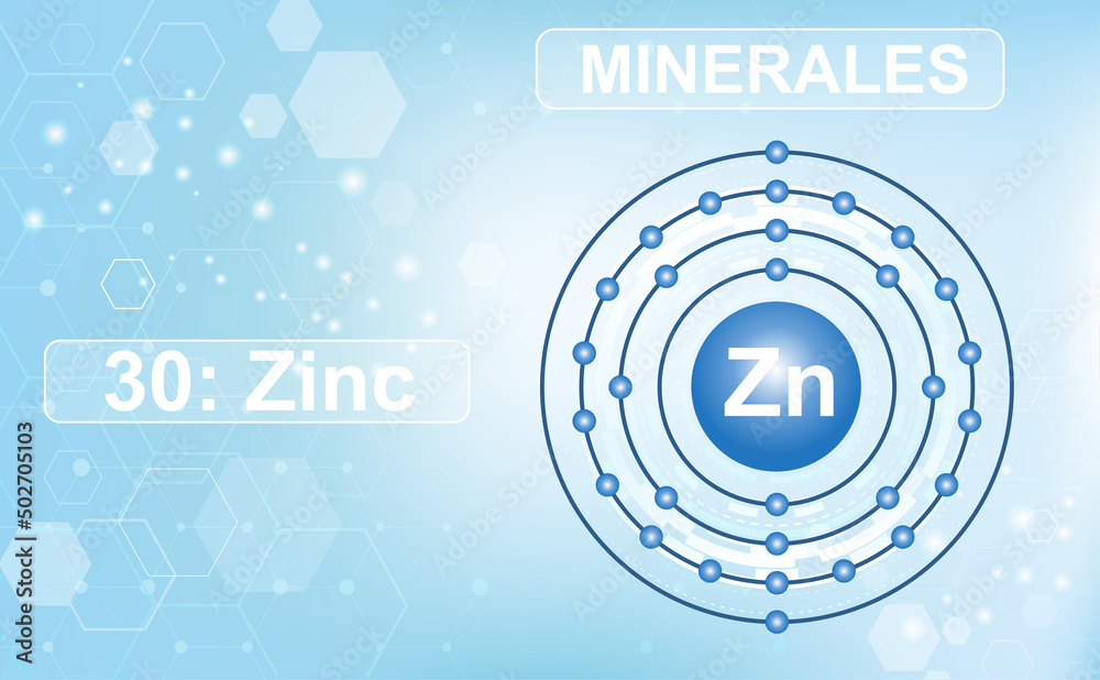Electronic scheme of the shell of the mineral and microelement Zinc, Zn ...