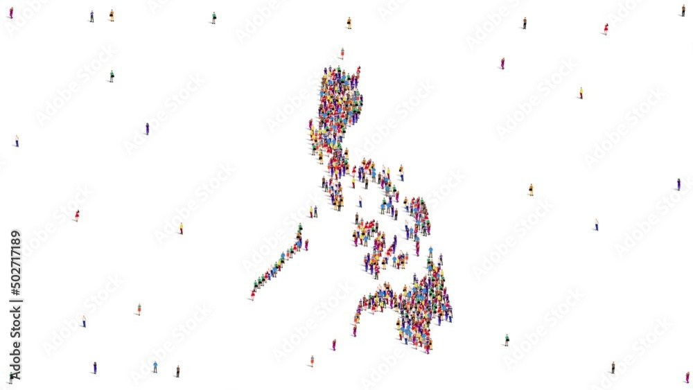 Philippines Map A large group of people form to create a Philippines ...