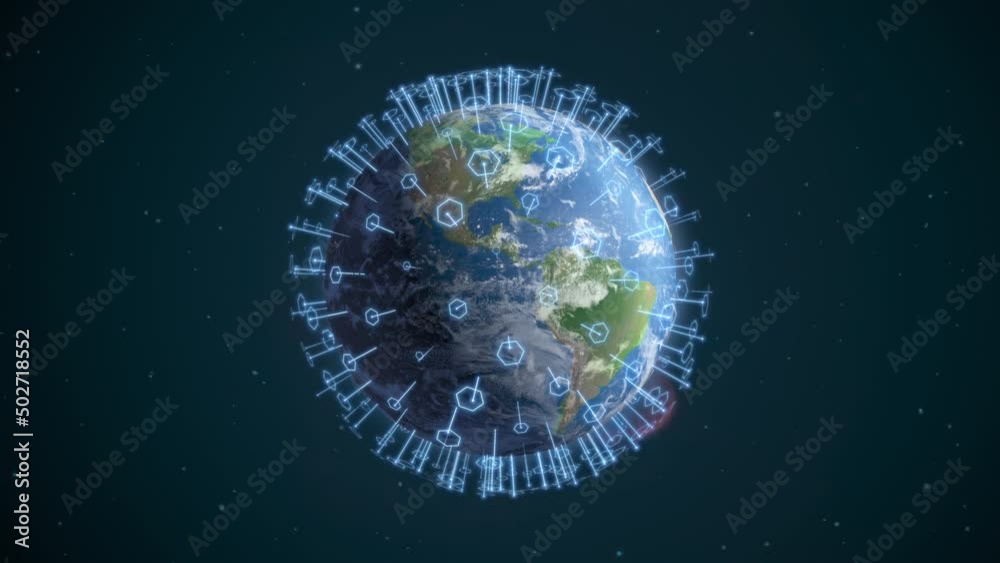 Global telecommunication network of communication and internet around ...