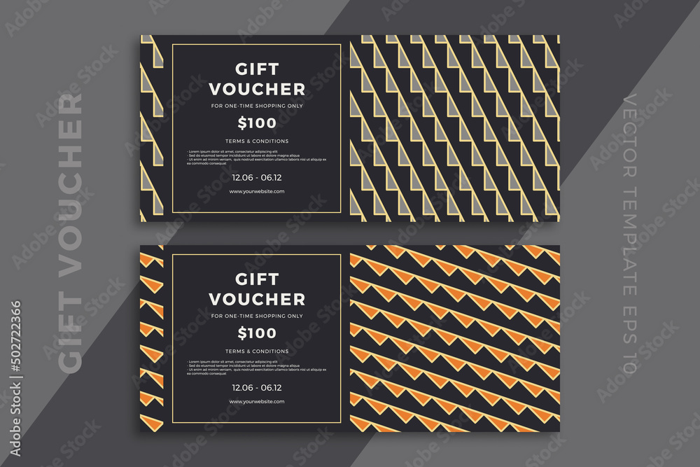 Elegant gift card templates with geometric pattern on dark background ...