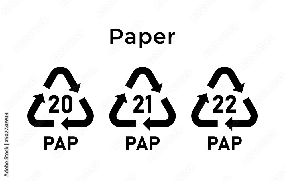 Recycling paper mark. Ecological recycling codes. Zero waste. Vector ...