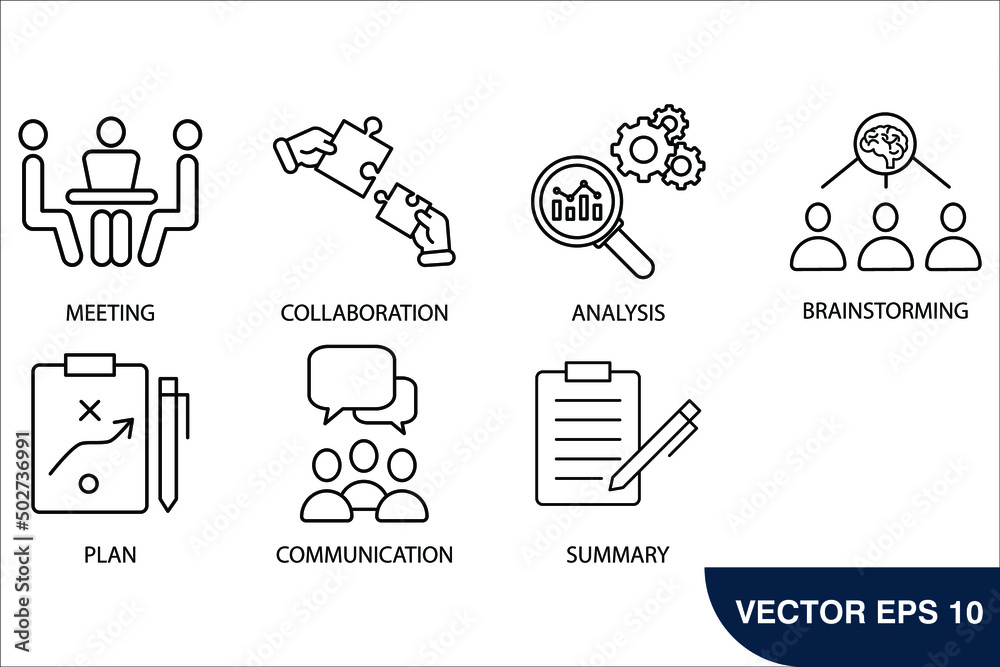 briefing of business plan icons set . briefing of business plan pack ...