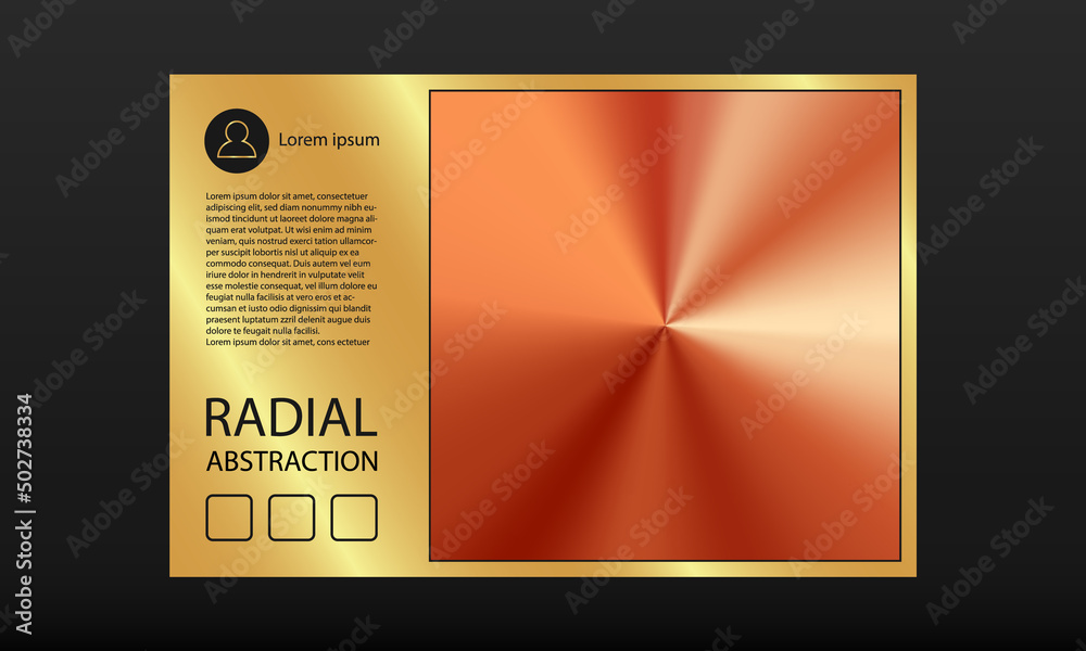 Golden banner template with Red Gold radial gradient background. Vector ...
