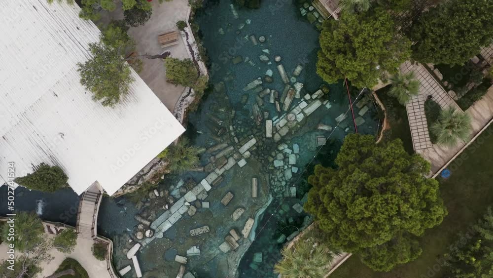 Aerial top view of Cleopatra's Ancient Pool, Ancient ruins of ...