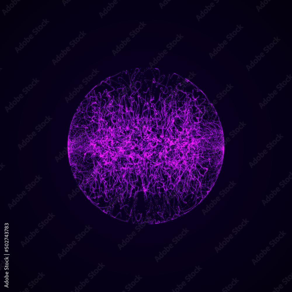 Sci-fi sphere with particles and lines. Concept network connection ...