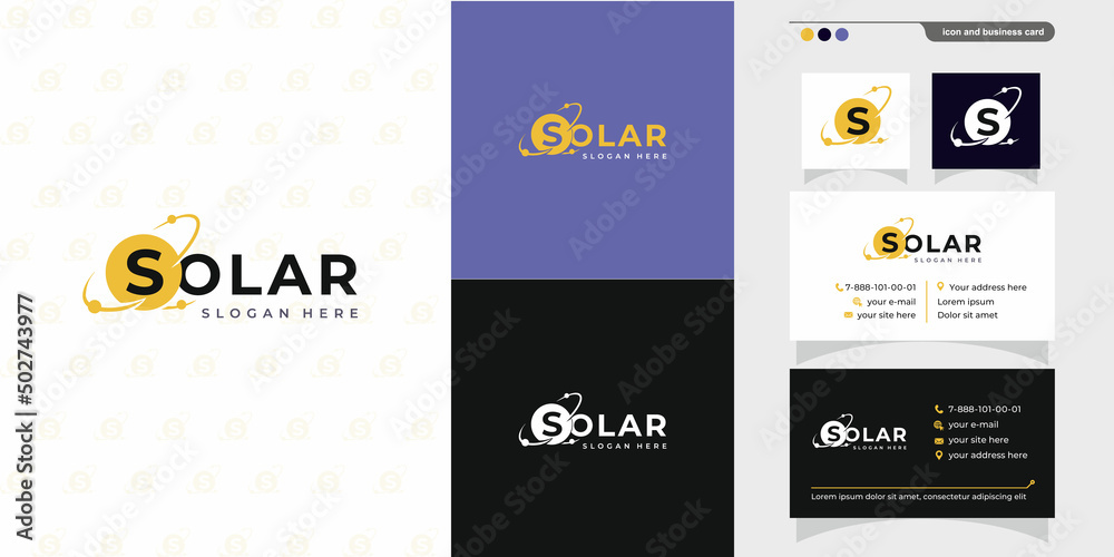 Solar logotype template with creative modern concept logo and business ...