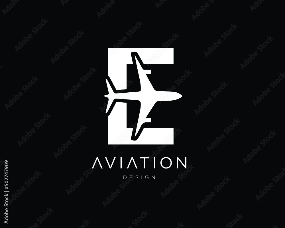 Minimalist Letter E Aviation Logo Design | E Airplane Logo Design Stock ...