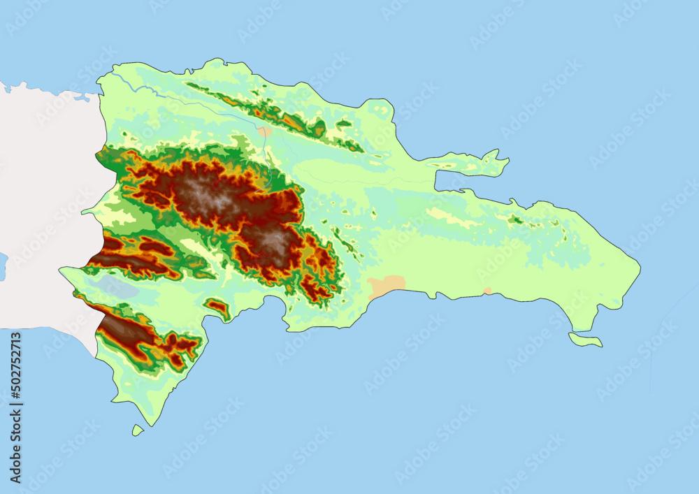 High detailed vector Dominican Republic physical map, topographic map ...