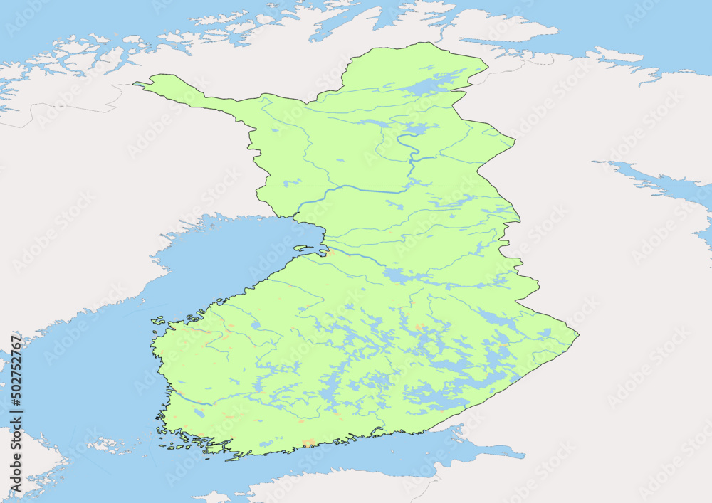 High detailed vector Finland physical map, topographic map of Finland ...