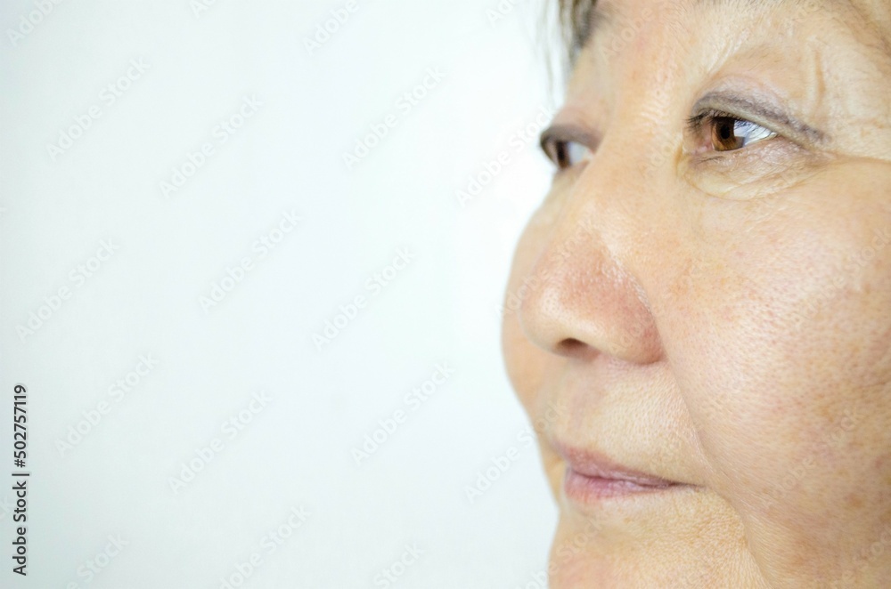 Old asian woman face portrait. Mature woman profile. Stock Photo ...