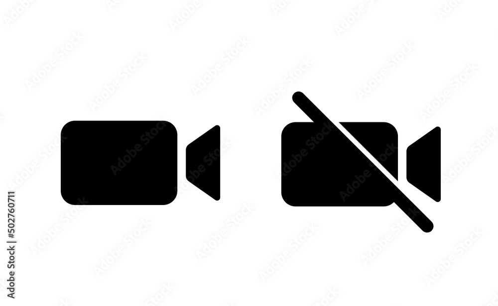 video call black filled icon, turn on and turn off video camera flat ...