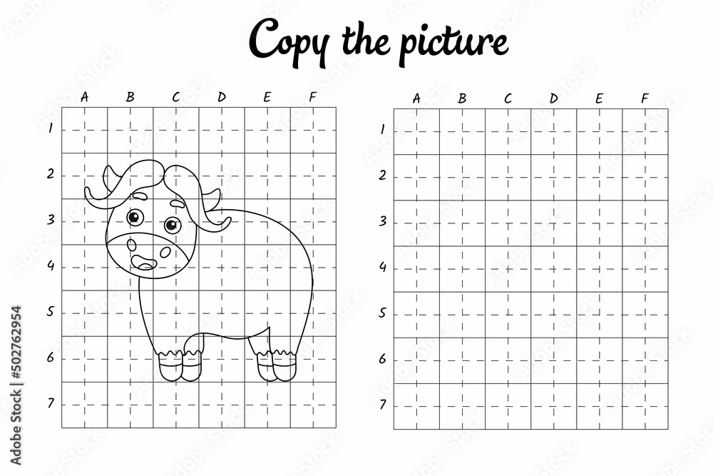 Copy the picture. Draw by grid. Coloring book pages for kids ...