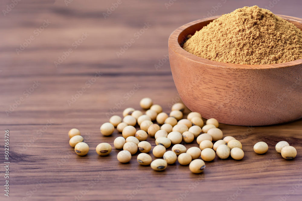 Soybean and soy bean protein powder Stock Photo | Adobe Stock
