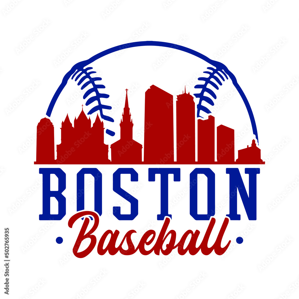 Boston, MA, USA Baseball Skyline City Silhouette Vector. Softball ...