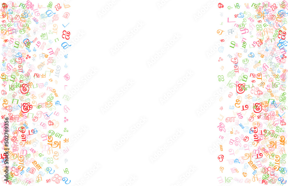 Colorful vector background made from Tamil alphabets, scripts, letters ...