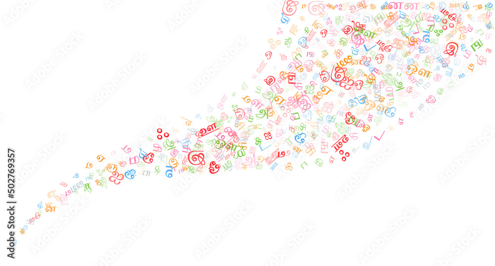 Colorful vector background made from Tamil alphabets, scripts, letters ...