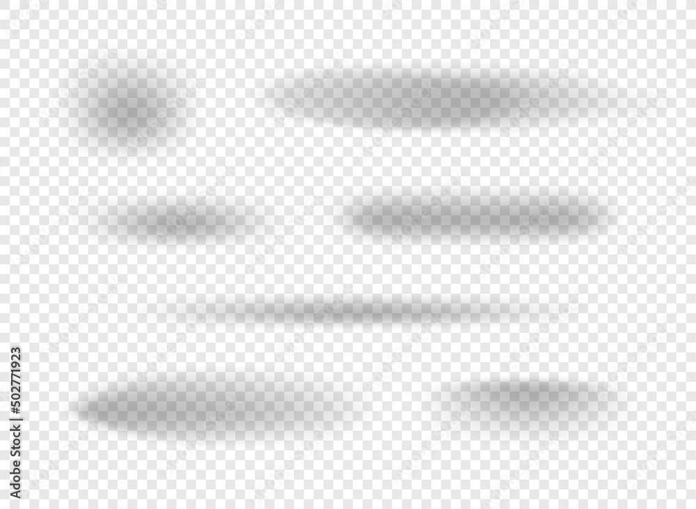 Realistic Circle Shadows set on transparent background. Shadow overlay ...