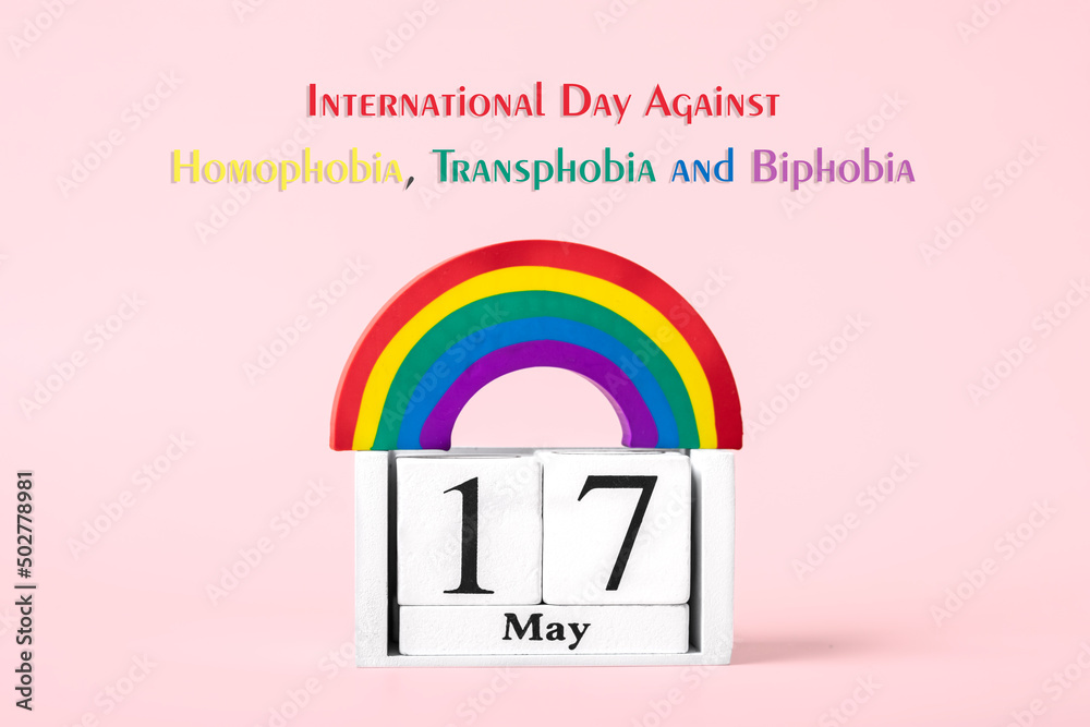 Rainbow LGBT symbol, calendar isolated on pink background 17 May ...