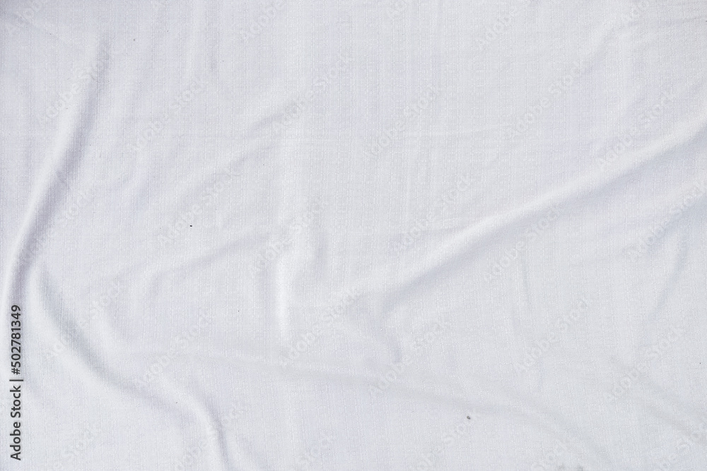 texture of white fabric cloth background. top view. flat lay. space for ...