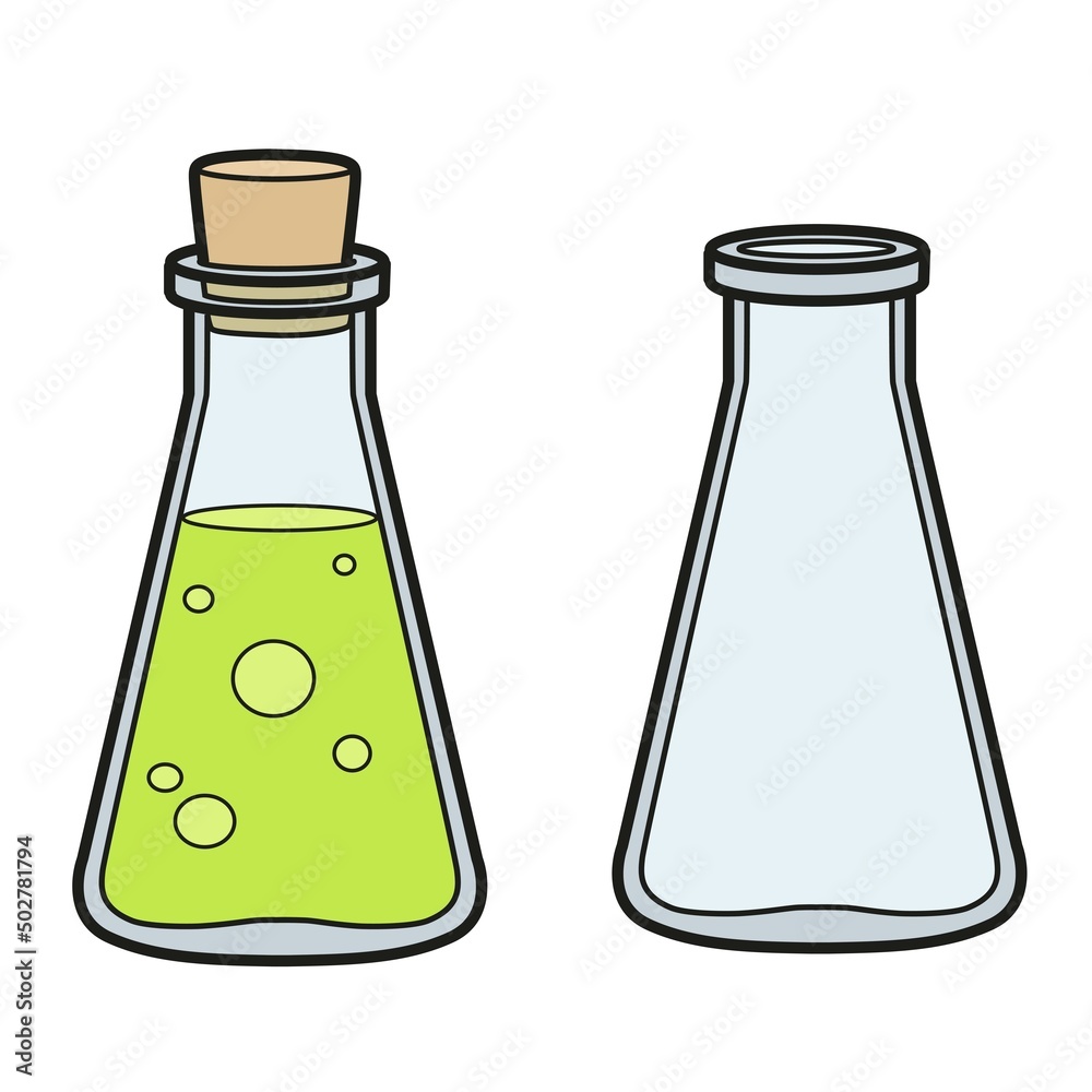Chemical equipment glass Erlenmeyer flask color variation for coloring ...
