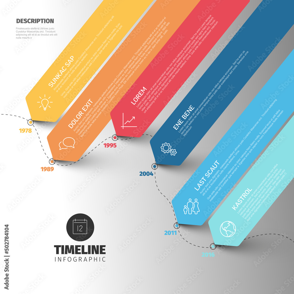 Pastel diagonal timeline infographic with big arrows Stock Vector ...
