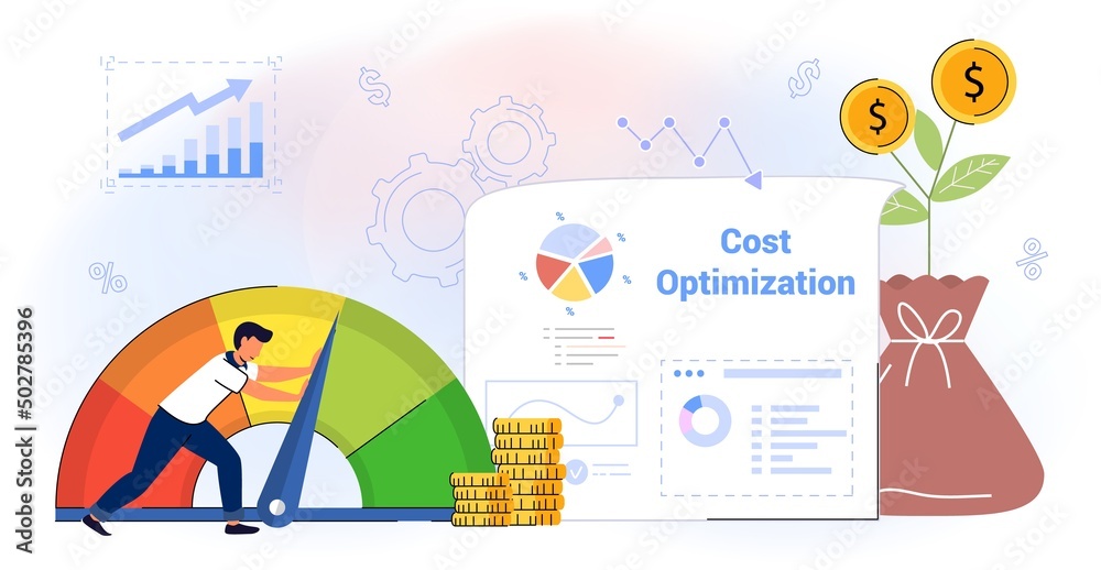 Cost optimization Idea balance Costs reduction strategy concept ...