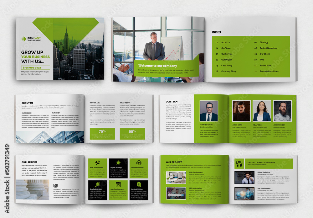 Business Proposal Layout with Green Accents Stock Template | Adobe Stock